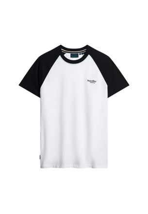 Superdry Herren Essential Logo Baseball Tshirt Unterhemd, Optisch/Schwarz, XXL