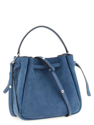Tory Burch Womens Romy Bucket Bag Blue Lamb Leather