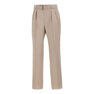 Tagliatore Homme, Pantalons, Beige, Taille: S Pantalon Droit en Lin