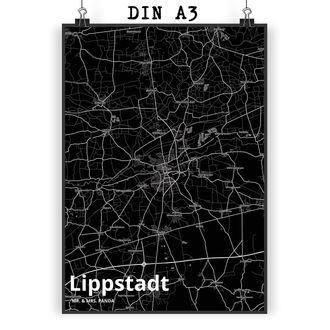 Mr. & Mrs. Panda Bild Lippstadt DIN A3 - Geschenk, Stadt, Wandbild, Poster, Plakat, wandkunst, kunstdruck, Dorf Karte Landkarte Map Stadtplan