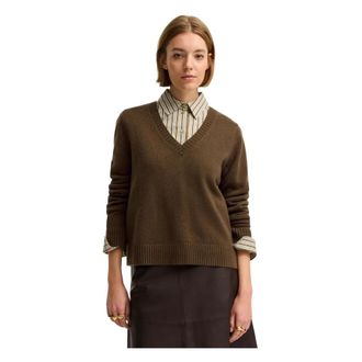 Bugatti Kaschmir-Pullover mit V-Ausschnitt - - Knitwear - Damen - Braun - L