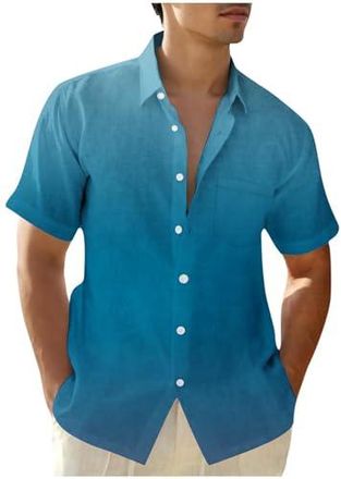 Generic Chemise &agrave; manches courtes pour homme, style d&eacute;contract&eacute;, classique, col rabattable, &eacute;l&eacute;gant, extensible, l&eacute;ger et confortable, chemise boutonn&eacute;e pour 