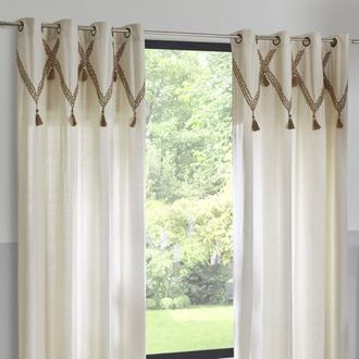 Atmosphera Atmosphera - Vorhang Carmen - beige - Jute & Baumwolle 140x260 cm - Leinen wei&szlig;