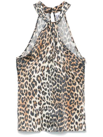 Ganni Oberteil mit Leoparden-Print - Nude