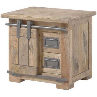 Massivmoebel24 Nachttisch Mango 50x40x45 whitewash lackiert railway 3012