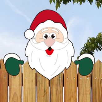 Generic Weihnachten Outdoor Dekorationen Weihnachten Zaungucker Dekoration Weihnachtsmann Elch Elf Gucken Garten Zaun Schild für Weihnachten Indoor Outdoor Ha
