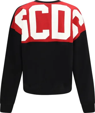 GCDS Logo-Print Brushed Cotton Sweatshirt - Black