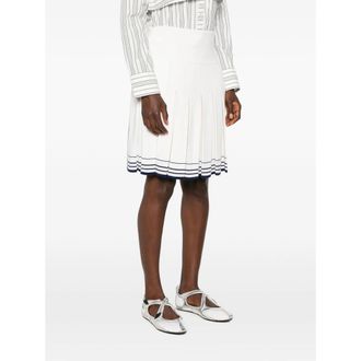 Shushu/Tong Pleated Striped-trim Mini Skirt