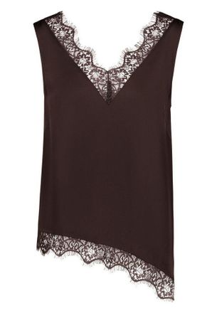 Zero Satinbluse Damen mit Spitzeneinsatz