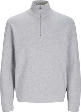 Jack & Jones Jprblamilano Stitch Knit Half Zip Sn Pull en Tricot, Gris Clair chiné, S Homme