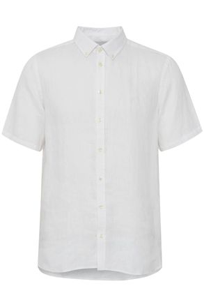 Casual Friday CFAnton Herren Leinenhemd Kurzarmhemd Hemd 100% Leinen Button-Down-Kragen Unifarben Regular Fit, Größe:XXL, Farbe:Snow White (110602)