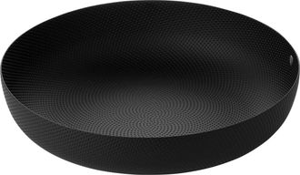 Alessi JM17/21 BT - Runder Designkorb, Buntstahl mit Epoxidharz und Reliefschmuck, Schwarz, 21 cm