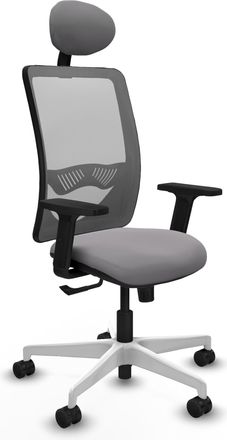 Piqueras y Crespo Grauer Drehstuhl Zulema mit 2D-Armlehnen, h&ouml;henverstellbarer Lendenwirbelst&uuml;tze und festem Kopfteil, ausgestattet mit Sincro 3 Positionen und Schneide