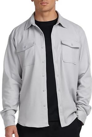 Generic Chemise &agrave; manches longues pour homme - Coupe d&eacute;contract&eacute;e - Col &agrave; revers - Chemise boutonn&eacute;e - L&eacute;g&egrave;re et respirante - Sans plis - Avec poches &agrave; rabat,