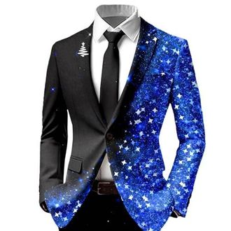 Generic Costume Noël Homme Manches Longues, Veste Noel Homme Imprimé Blazer De Noël pour Les Affaires Et Le Commerce Christmas La Mode Loisirs Cool Chic Et Fo
