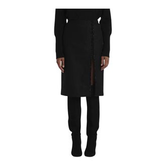 N&deg;21 Bleistiftrock mit Schlitzen und Swarovski-Kristallen - - Skirts - Damen - Schwarzk - XL