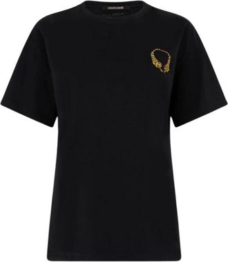 Roberto Cavalli Femme, Tops, Noir, Taille: 38 FR T-shirt en coton avec Tigres