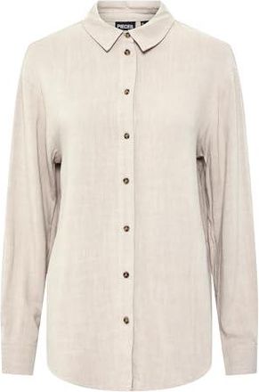 Pieces Pcvinsty LS Noos BC T-Shirt Chemise, Cr&egrave;me, XL Femme
