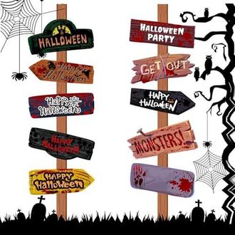 Generic Sollee Décorations Halloween Extérieur - Panneau Directionnel Halloween 10 Pièces | Accessoires Horreur Fête Fournitures pour Carnival Mur Maison Vaca