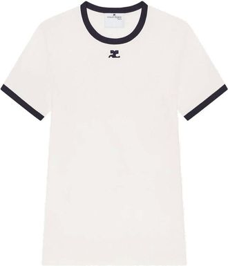 Courr&egrave;ges Homme, Tops, Blanc, Taille: S Signature Contrast T-shirt