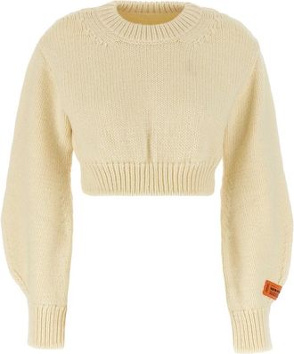 Heron Preston Femme, Pulls, Beige, Taille: 42 FR Pull Court en Laine avec Dos Ouvert