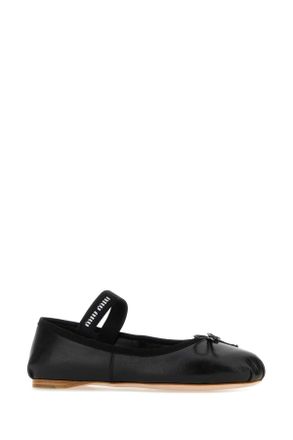Miu Miu Womens Black Leather Ballerinas Nero Ballerine Flat Shoes