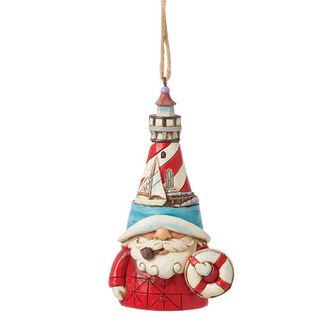 Enesco Jim Shore Heartwood Creek K&uuml;stenzwerg mit Leuchtturm-Hut, h&auml;ngende Ornamente, 10 cm, mehrfarbig