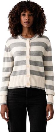 Patrizia Pepe Gilet en maille ray&eacute; - Femme - Pulls - Beige - Taille: 36 FR