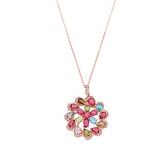 Luxenter Halskette aus Metalllegierung und mehrfarbigem Zirkonia mit 18-karat-Ros&eacute;gold - Casil