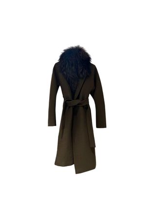Max Mara Atelier khaki wool & fur wrap coat Size M