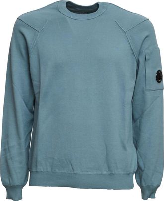 C.P. Company C.p. Company, Homme, Pulls, Bleu, Taille: S Pull Ras du Cou &agrave; Poche Objectif
