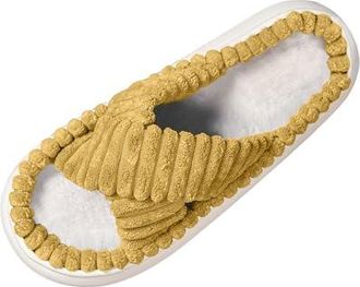 Generic Pantoufles &agrave; bout ouvert pour femme - Chaudes et d&eacute;contract&eacute;es - &Eacute;l&eacute;gantes - L&eacute;g&egrave;res - Respirantes - Antid&eacute;rapantes - Confortables - Hiver, jaune, 38.
