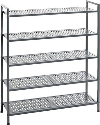 PEGANE Etag&egrave;re rangement de chaussures Meuble &agrave; chaussures 20 paires en acier coloris gris - Longueur 73 x Hauteur 90 x Profondeur 25 cm