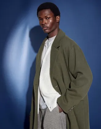 Asos manteau oversize effet laine vert
