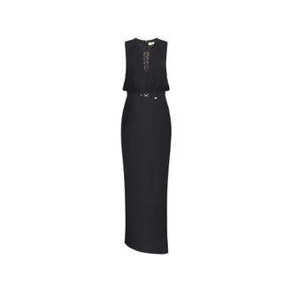 Elisabetta Franchi Femme, Robes, Noir, Taille: 38 FR Robe en crêpe de georgette avec lacets
