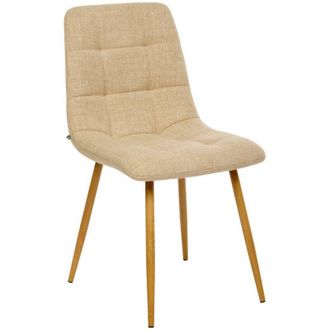 Atmosphera Chaise Sirac en Tissu Beige Lin L45xP55xH84 cm - Atmosphera cr&eacute;ateur dint&eacute;rieur