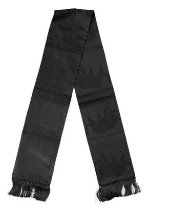 Dolce & Gabbana Mens Black Satin Silk Fringes Neck Foulard Scarf
