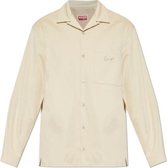 Kenzo Homme, Chemises, Beige, Taille: M Chemise Signature Oversize en Coton &agrave; Chevrons
