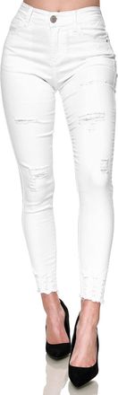 Elara Damen Jeans High Waist Destroyed Chunkyrayan YH 541 White-44 (2XL)