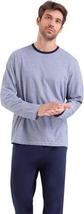 Eminence Fait en France LU35 Ensemble de Pijama, Blanc/Marine, XL Homme