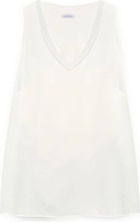 Fiorella Rubino Zweifarbiges Oberteil mit V-Ausschnitt - - Tops - Damen - Wei&szlig; - XL