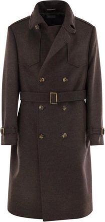 Brunello Cucinelli Homme, Manteaux, Brun, Taille: 2XL Trench-coat crois&eacute; ceintur&eacute;