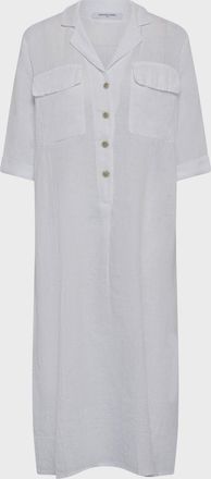 Gerard Darel Robe midi en lin &agrave; manches 3/4 - Blanc