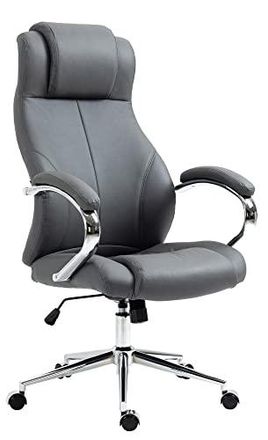 Clp Chaise de Bureau Salford I Chaise de Bureau avec revêtement en Cuir véritable I Chaise réglable en Hauteur et pivotante, Couleur:Gris