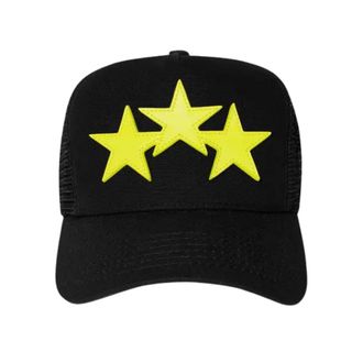 Amiri Three Star Trucker Cap Schwarz Limette