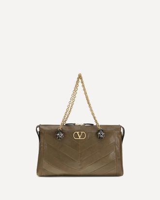 Valentino Garavani Medium Panthea Chevron Patchwork Shoulder Bag Female UNI