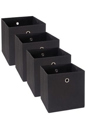 CARRYHOME Faltbox, Schwarz, Silber, Metall, Textil, Karton, 32x32x32 cm, faltbar, Ordnen & Aufbewahren, Aufbewahrungsboxen, Faltboxen