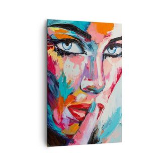 Arttor Wandbilder Dekoration Wohnzimmer M&auml;dchen Gesicht Bilder auf Leinwand 80x120cm Leinwandbild mit Rahmen Schlafzimmer K&uuml;che Deko Wand Kunstdruck Art Gro&szlig;