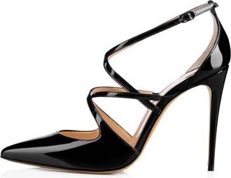 Generic Escarpins à Talons Aiguilles Sexy à LanièRes Croisées pour Femmes, Chaussures à Talons Hauts à Bout Pointu et Boucle Tendance pour Banquets Mariages F