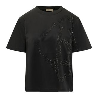Herno T-Shirt mit Strasssteinen - - Tops - Damen - Schwarzk - M